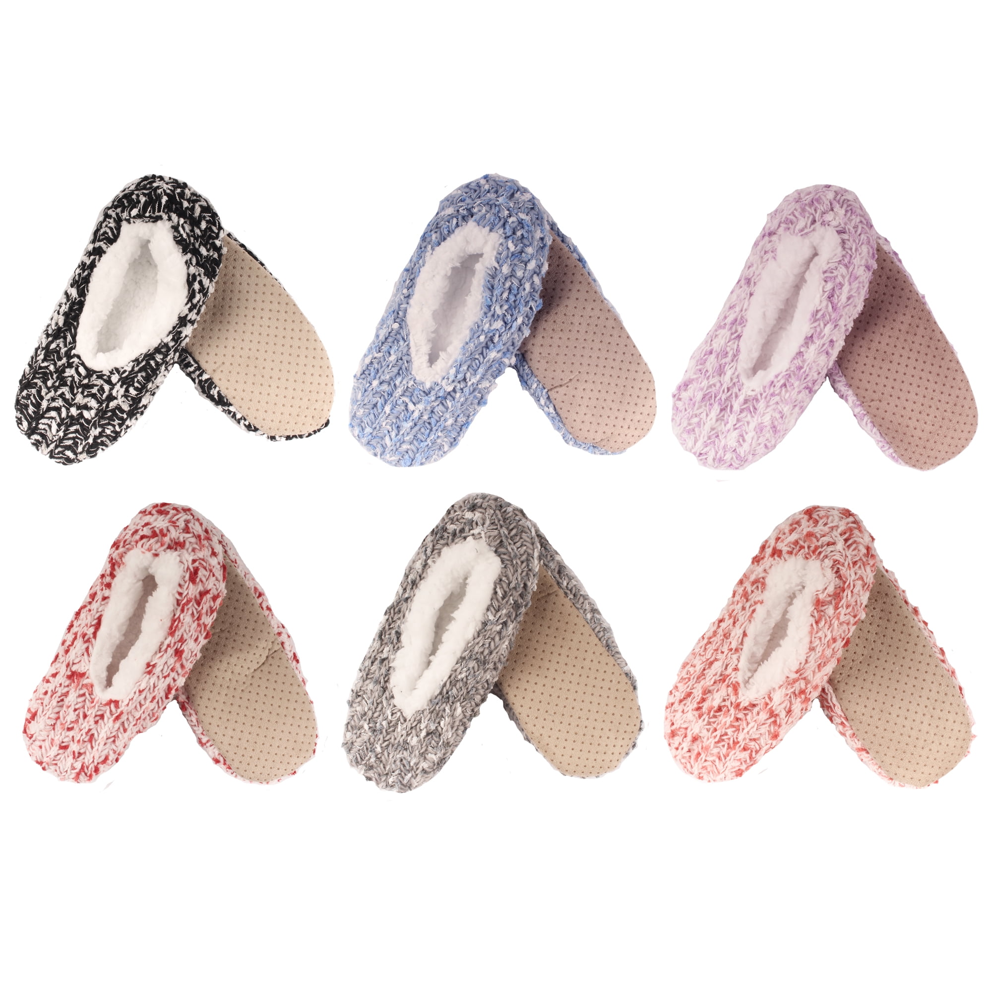 Bamboomn Womens Fuzzy Warm Comfort Cozy Soft Fleece Lined Colorful Anti Slip Grip Slippers