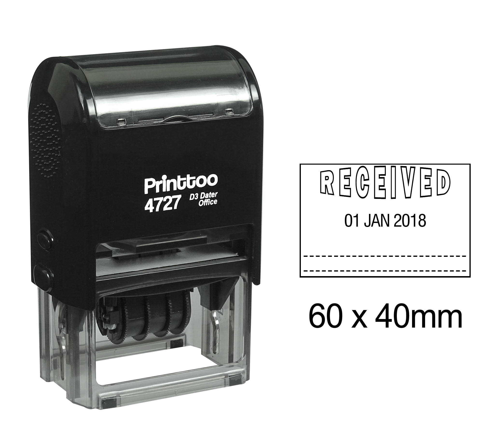 Printtoo Self Inking Dater Stamp With Received Text Date Rubber Stamp Office Stationery-Black ...