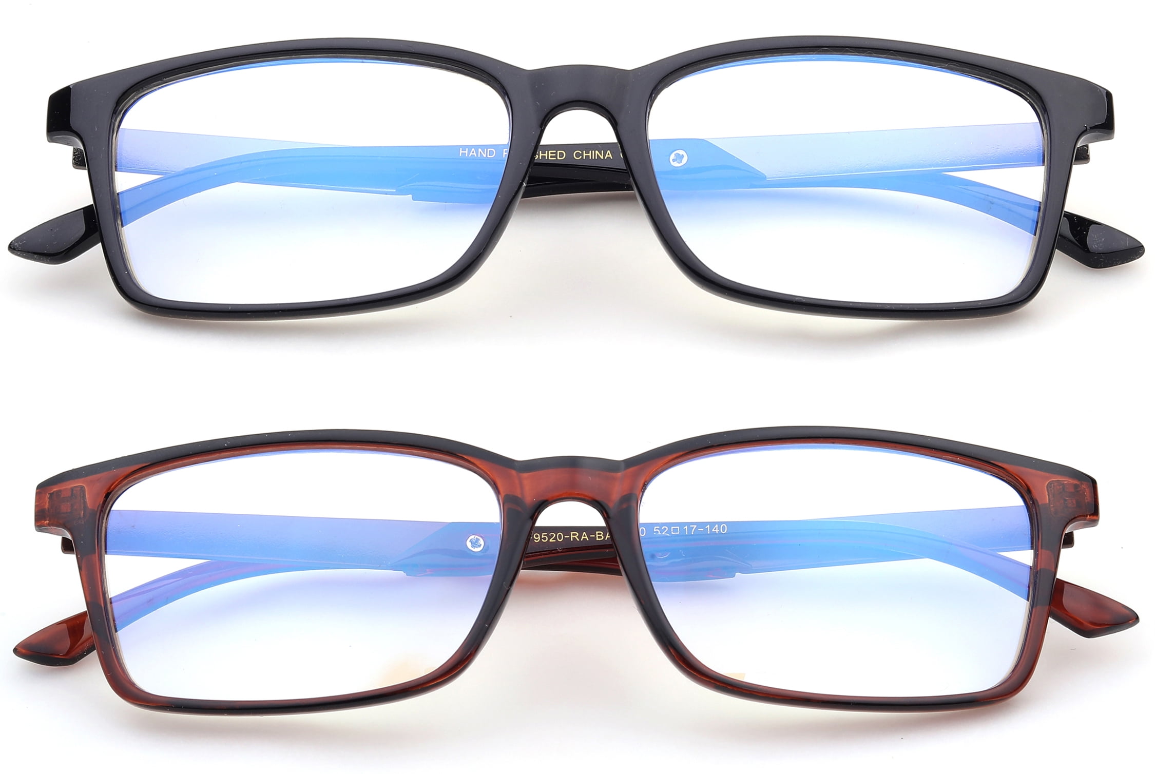 2 Pairs Blue Ray Blocking Lens Light Weight Rectangular Frame Matel 2 Pairs Blue Ray Blocking Lens Light Weight Rectangular Frame Matel