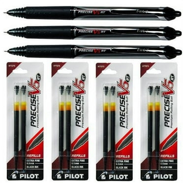 Pilot Precise V5 RT Pens, Extra Fine, Black Ink, 6 Pens with Roller ...