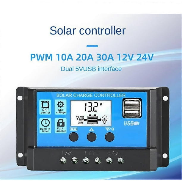 Controlador solar 12V/24V 60A 50A 40A 30A 20A 10A Regulador solar PWM Cargador de batería ...