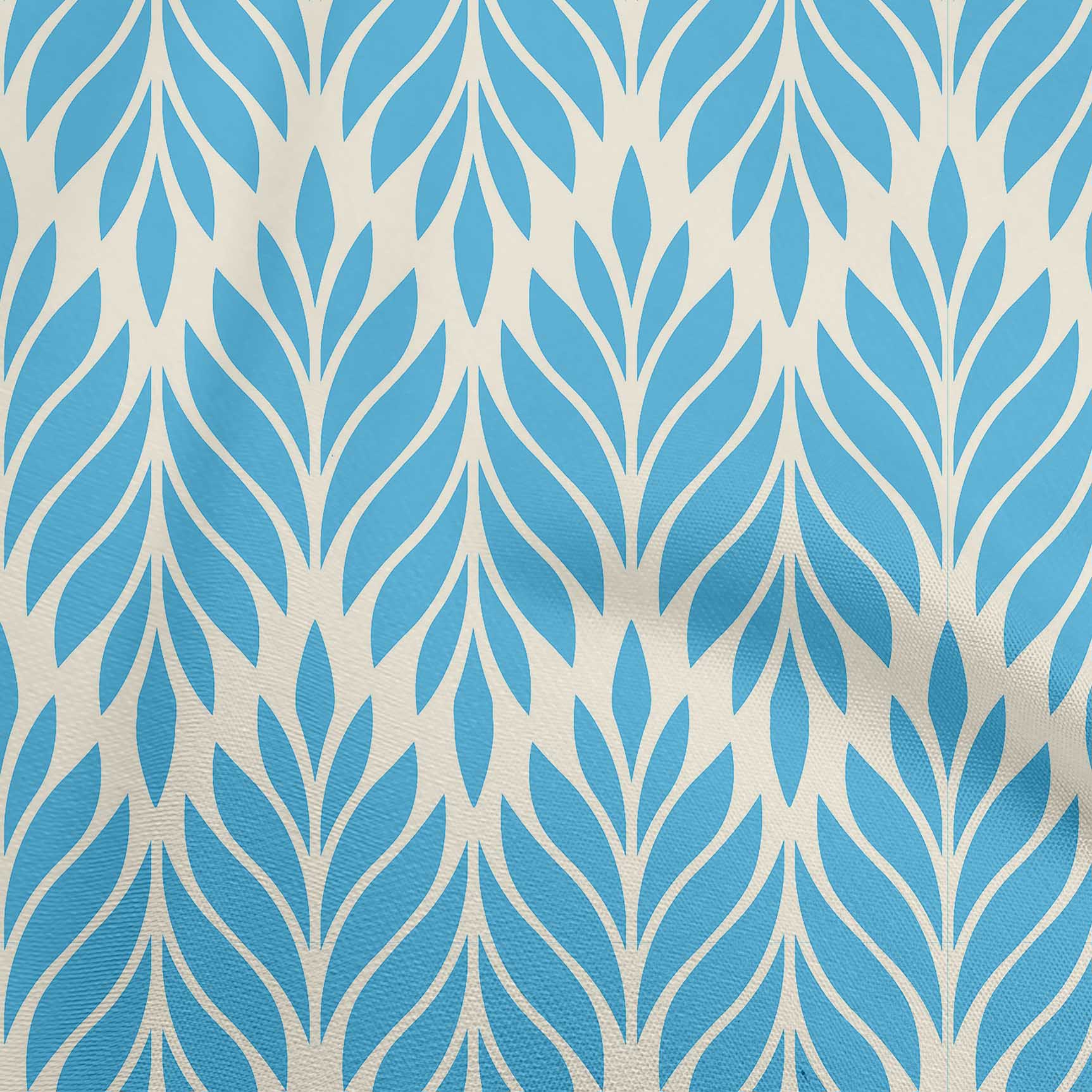 oneOone Cotton Cambric Light Blue Fabric Leaves Quilting Supplies Print ...