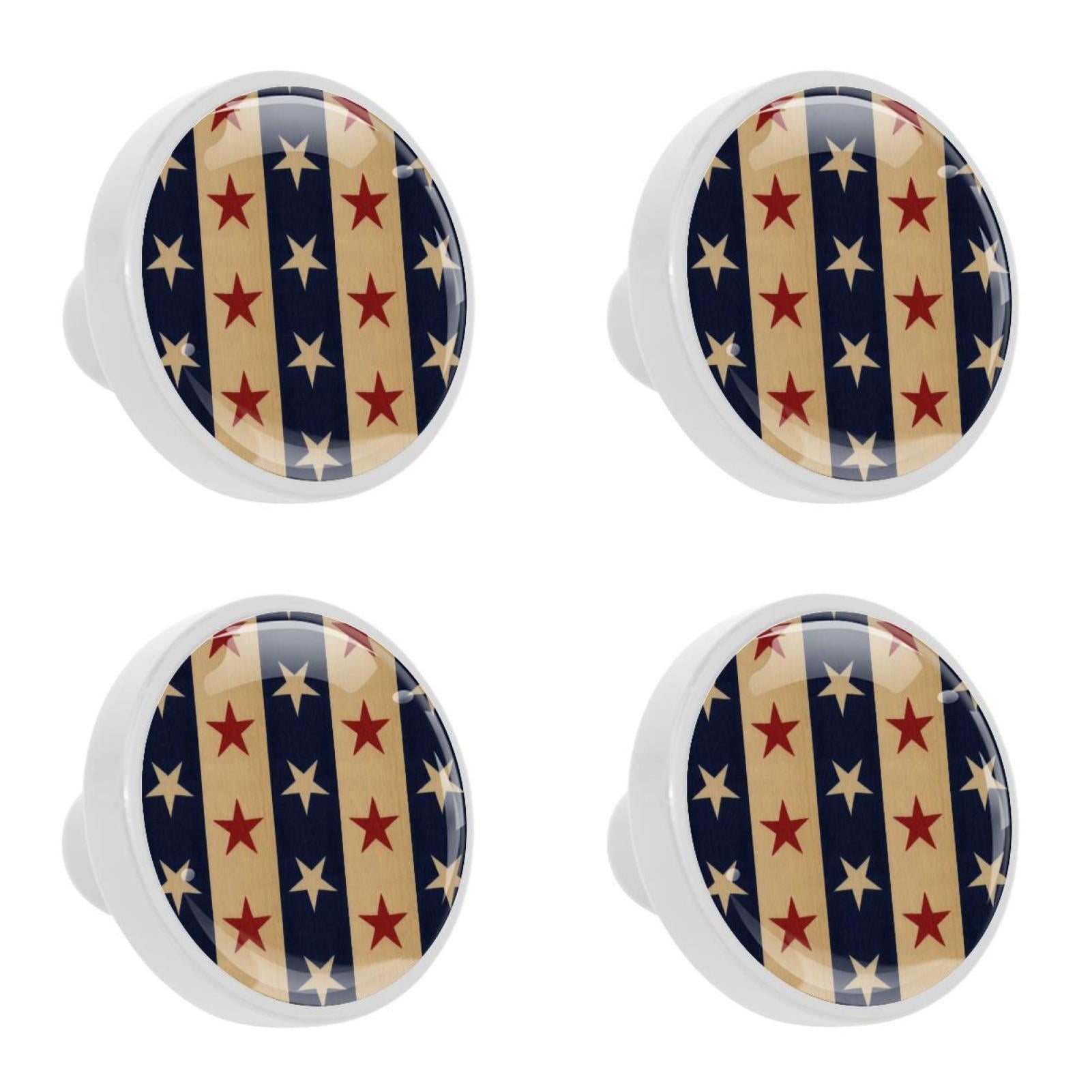 4 Pcs American Flag Stars Knobs for Kitchen Cabinet Cupboard Dresser ...