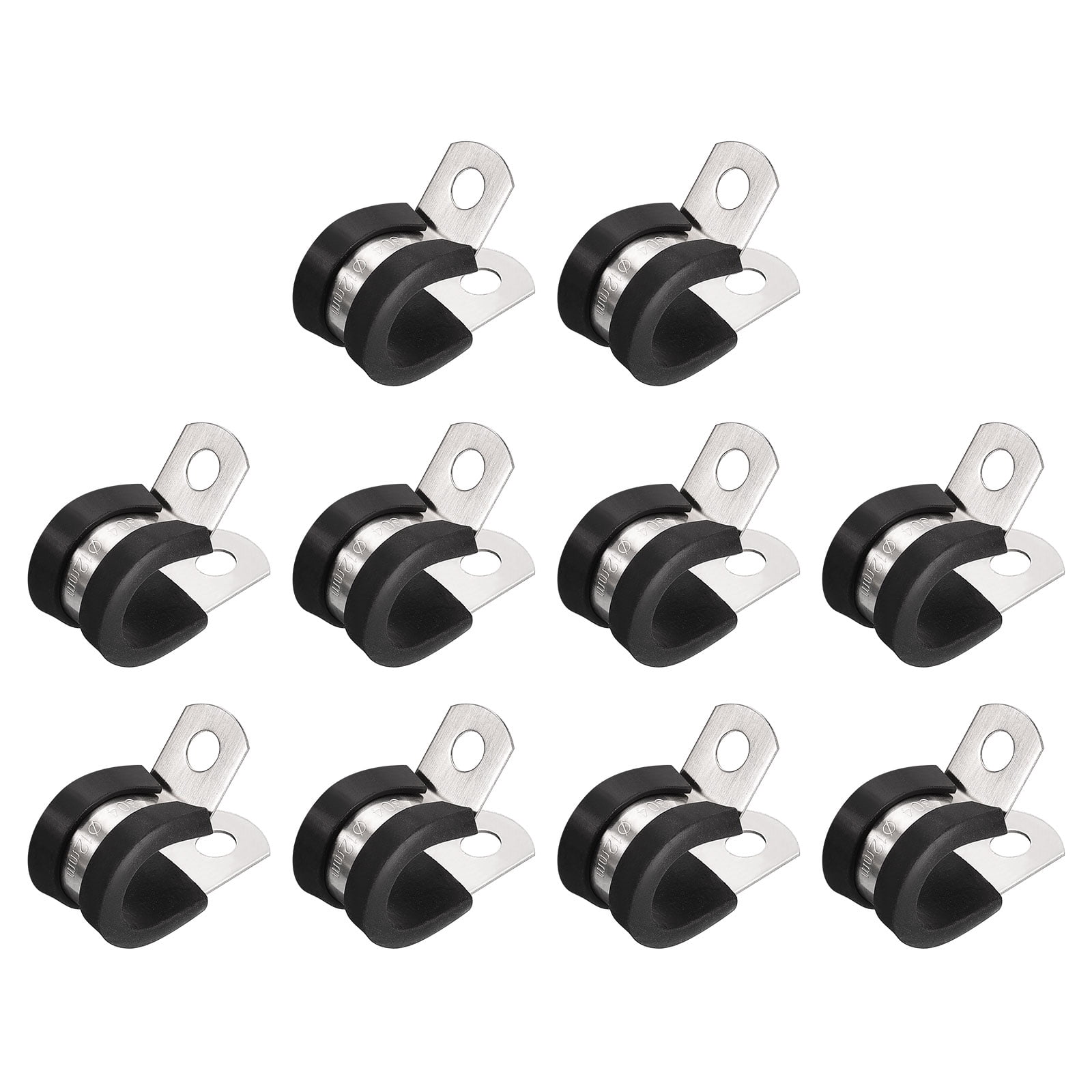 Uxcell 20Pack 1/2" Cable Clamp R Shape Stainless Steel Rubber Cushioned ...