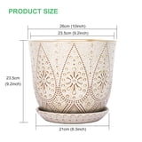 Gepege 10 Inch Ceramic Planter Pot with Drainage Holes, Saucers, and ...