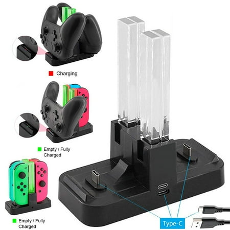 6 in 1 Charging Dock Station for Switch Joy-Con and Pro Controller ...