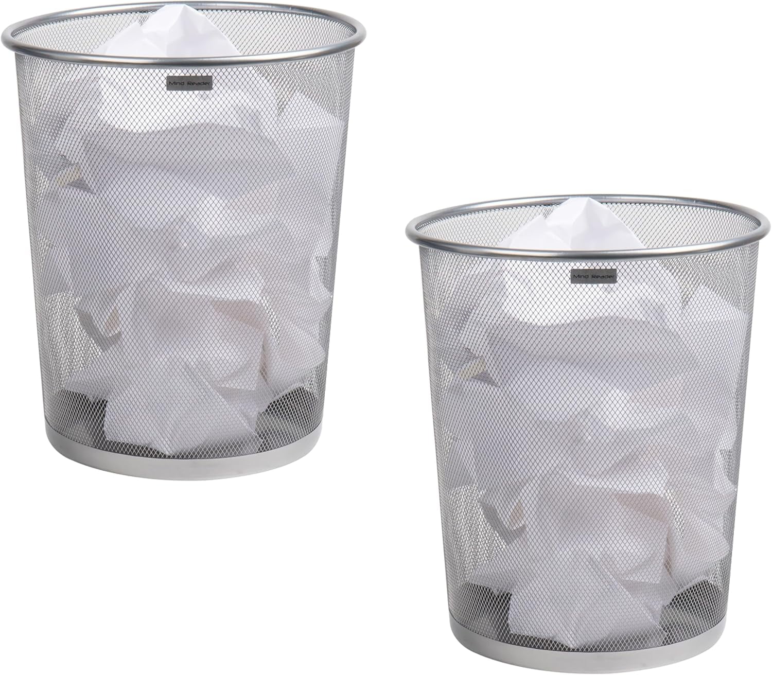 Mind Reader Mesh Trash Can, 16.65L (4.4 gal), Waste Paper Basket, Round ...