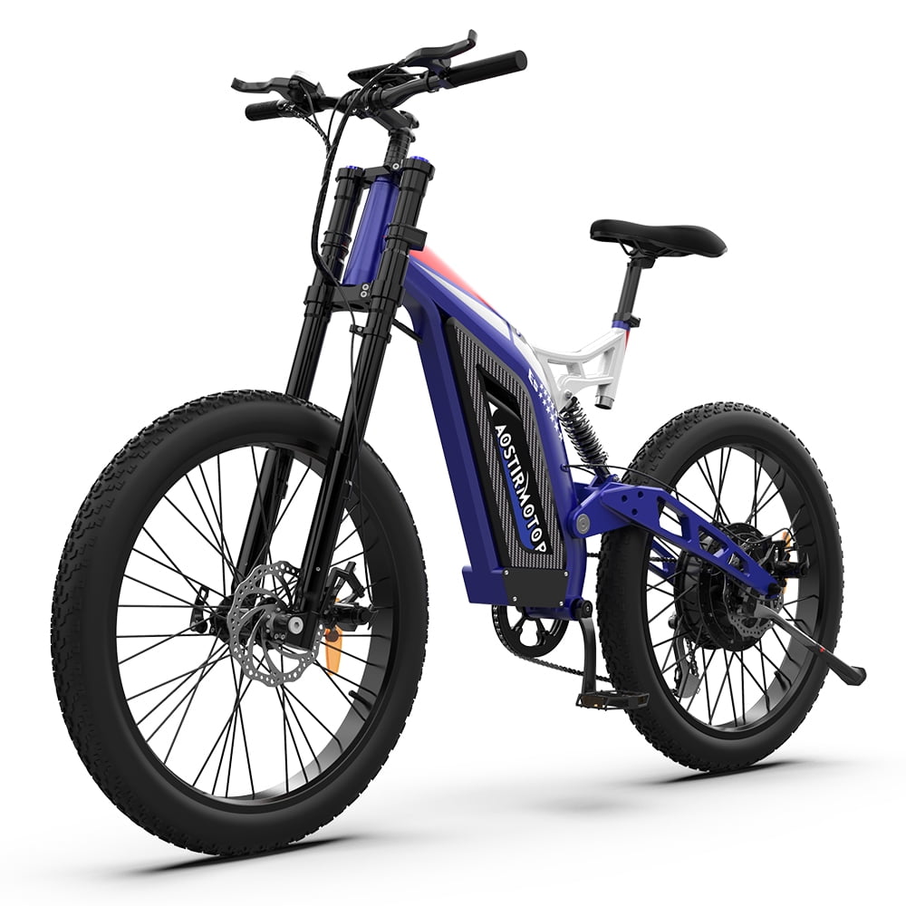 AOSTIRMOTOR S17-1500W Electric Mountain Bike 3.0 Fat Tire E-bike 48V 20Ah Lithium Battery Beach ...