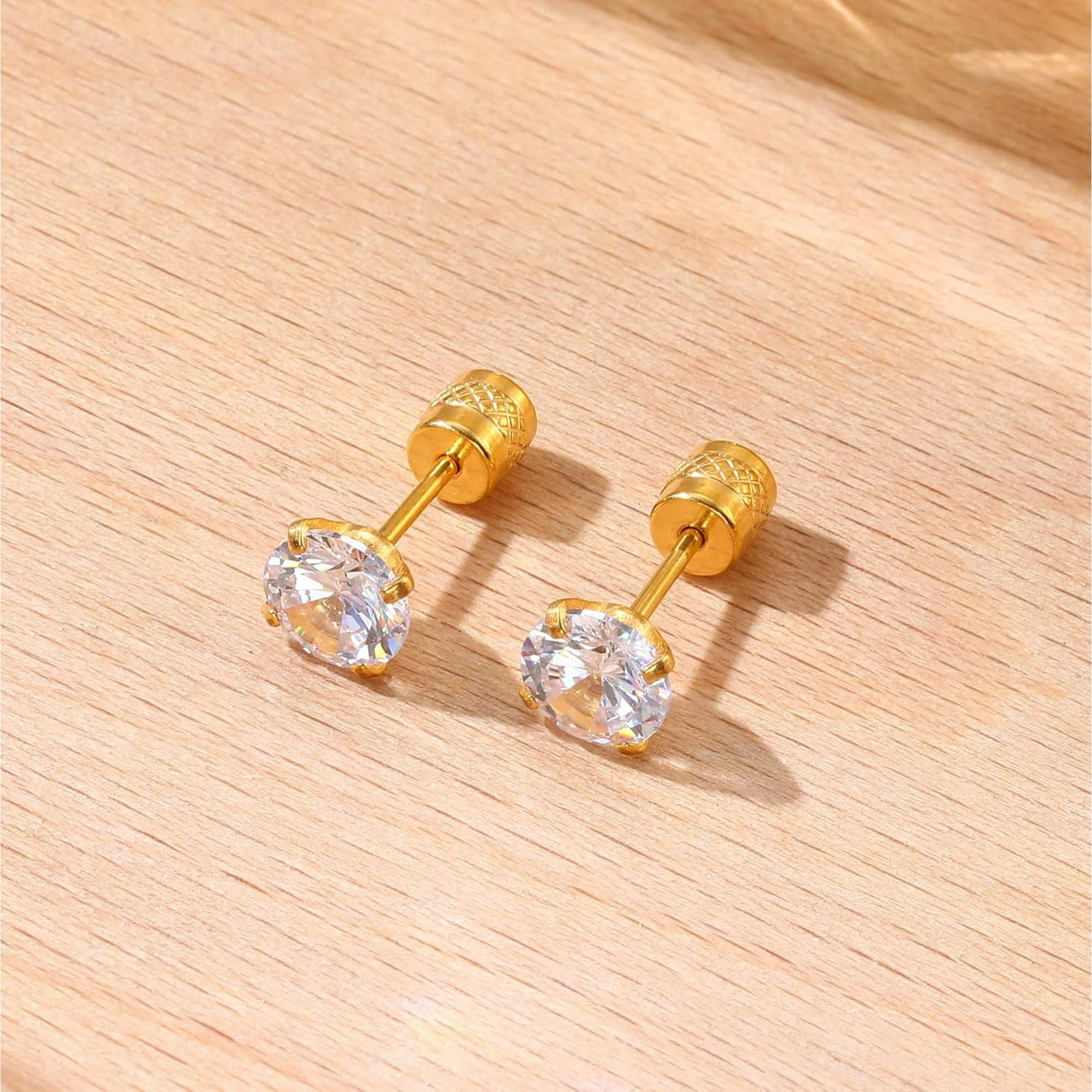Click here for Flafree Stainless Steel Cz Gold Stud Earring Set -... prices