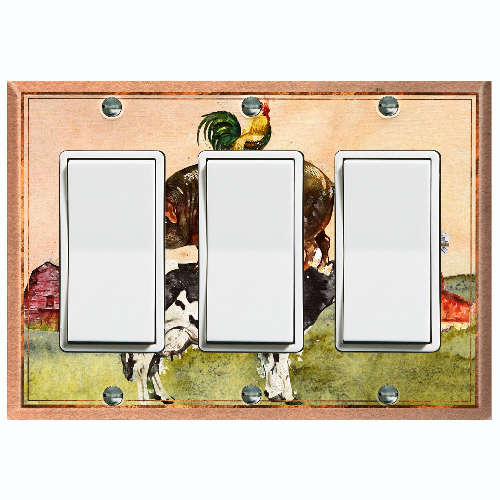 Metal Light Switch Plate Cover Countryside Cow Pig Chicken Animal Farm ...
