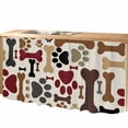Dog Paw Print Cabinet Curtain 28"W x 51"L, Cartoon Red Brown Animals ...