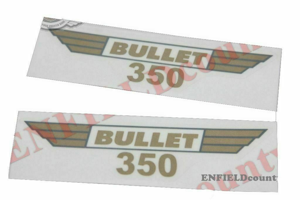 Fits Royal Enfield 350 Script Tool Box Mudguard Tank Sticker Set Golden ...