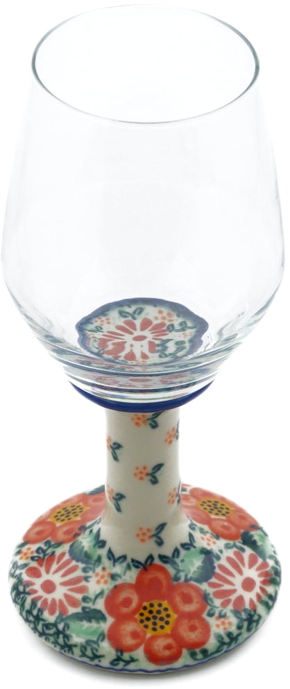 Polish Pottery Wine Glass 10 oz Polmedia Red Passion Theme UNIKAT Hand ...