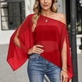 Zpzdpjkx Women's One Shoulder Batwing Sleeve Chiffon Blouse, Irregular ...