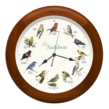 Audubon 13 Inch Singing Bird Wall Clock - Hourly Song, Hanging, Sound ...