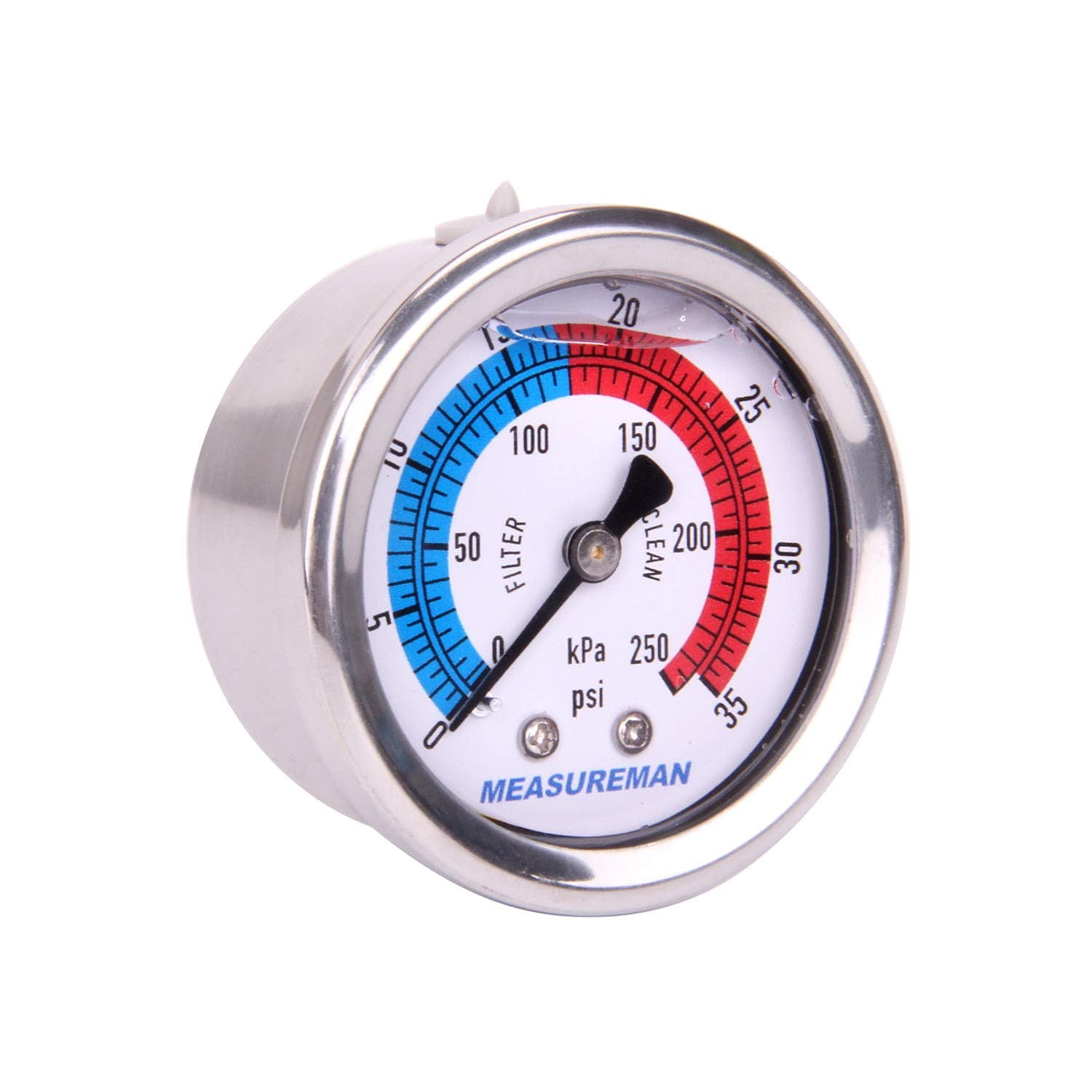 Measureman 2" Dial Size PSI Gauge, Liquid-Filled Pool Filter, 304 ...