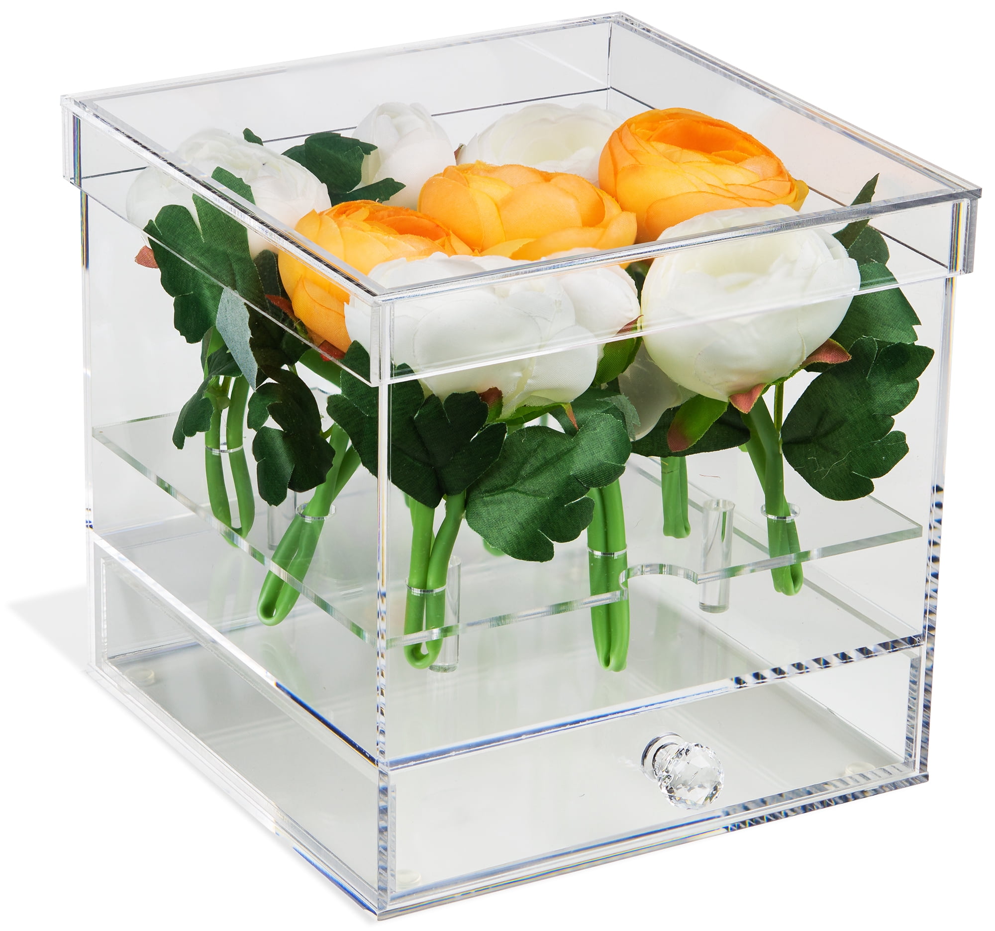 Deluxe Clear Acrylic Flower Display Case with Drawer (A053-A-FL ...