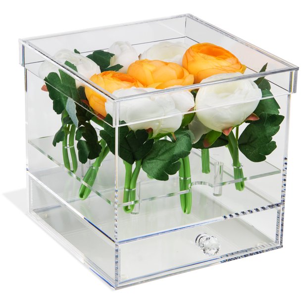 Deluxe Clear Acrylic Flower Display Case with Drawer (A053-A-FL ...