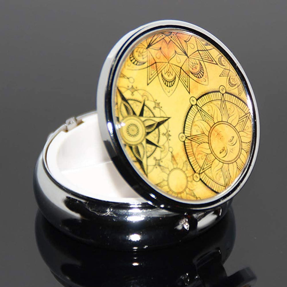 BE-TOOL Mini Portabler Metal Round Pill Box Storage Prescription ...