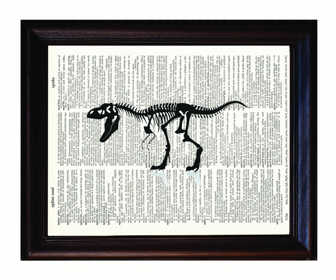 Tyrannosaurus Rex Skeleton - Dictionary Art Print Printed On Authentic ...