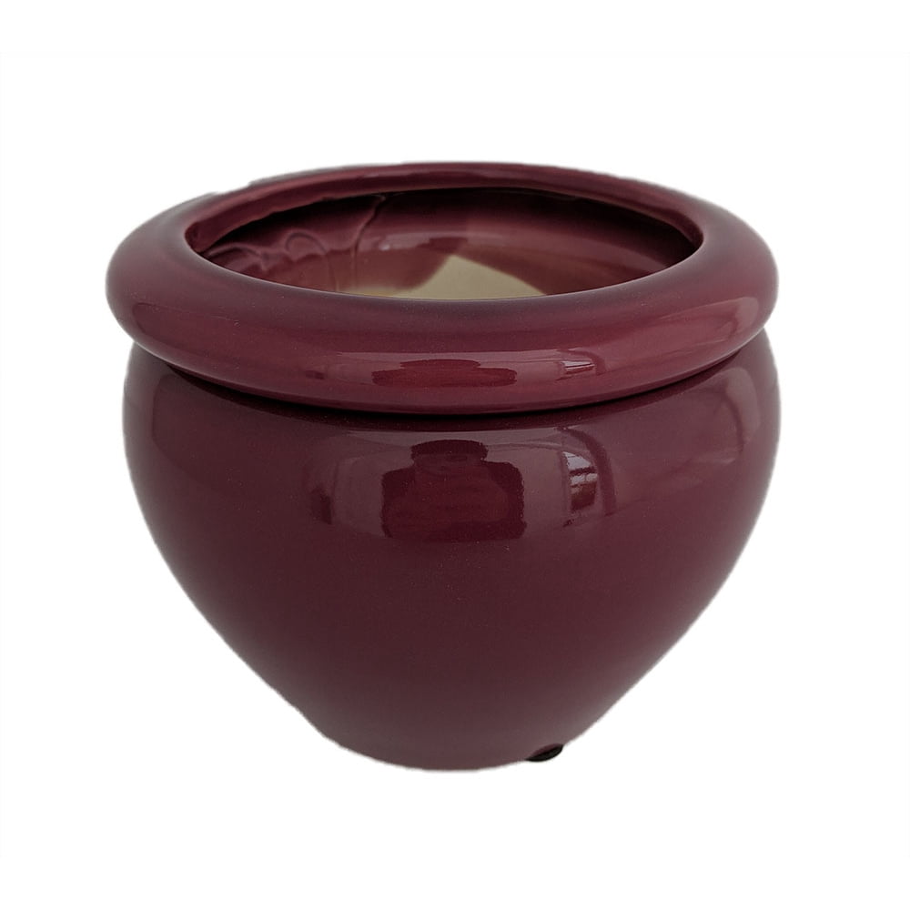 Round Self Watering Glazed Ceramic Pot Plum 6 1 4 X 4 3 4 round-self-watering-glazed-ceramic-pot-plum-6-1-4-x-4-3-4