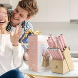 Kitchen Knife Set, 15 Pieces High Carbon Stainless Steel Knife Block ...