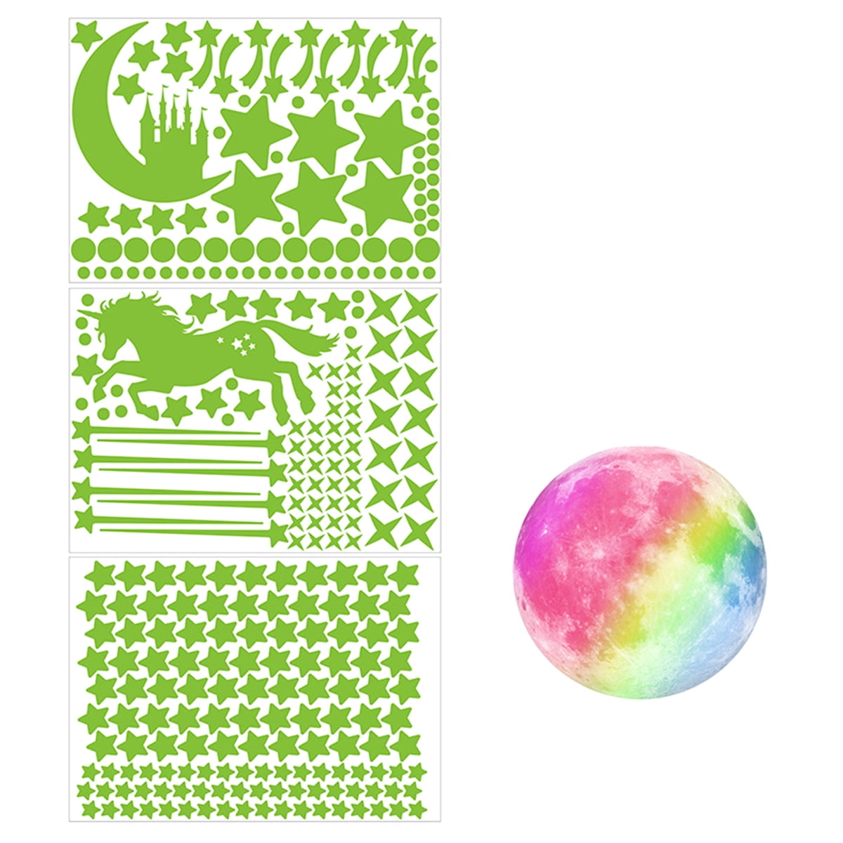 297pcs Glow in The Dark Stickers DIY Luminous Wall Stickers Detachable ...