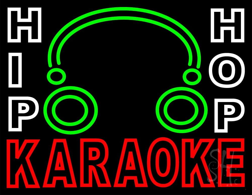 Hip Hop Karaoke LED Neon Sign 15" Tall x 19" Wide - inches Black Square ...