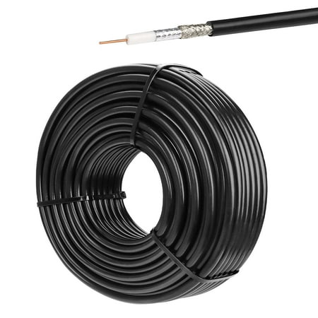 RG6 Dual Shield Cable 100FT, 18 AWG 75 Ohm Bare Copper Conductor RG6 ...