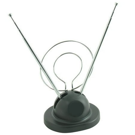 Universal Indoor Rabbit Ear TV Antenna for HDTV Ready VHF UHF Dual Loop ...