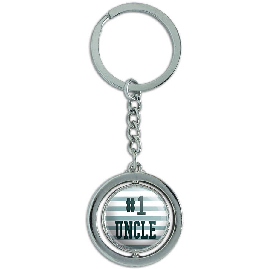 #1 Uncle Number One Favorite Spinning Round Metal Key Chain Keychain ...