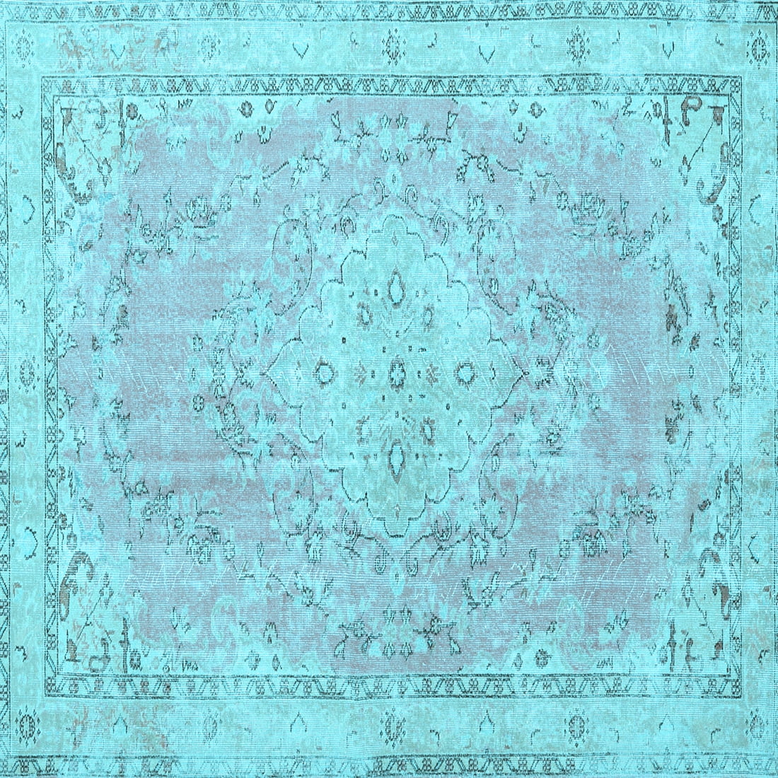 Ahgly Company Indoor Square Medallion Light Blue Traditional Area Rugs ...
