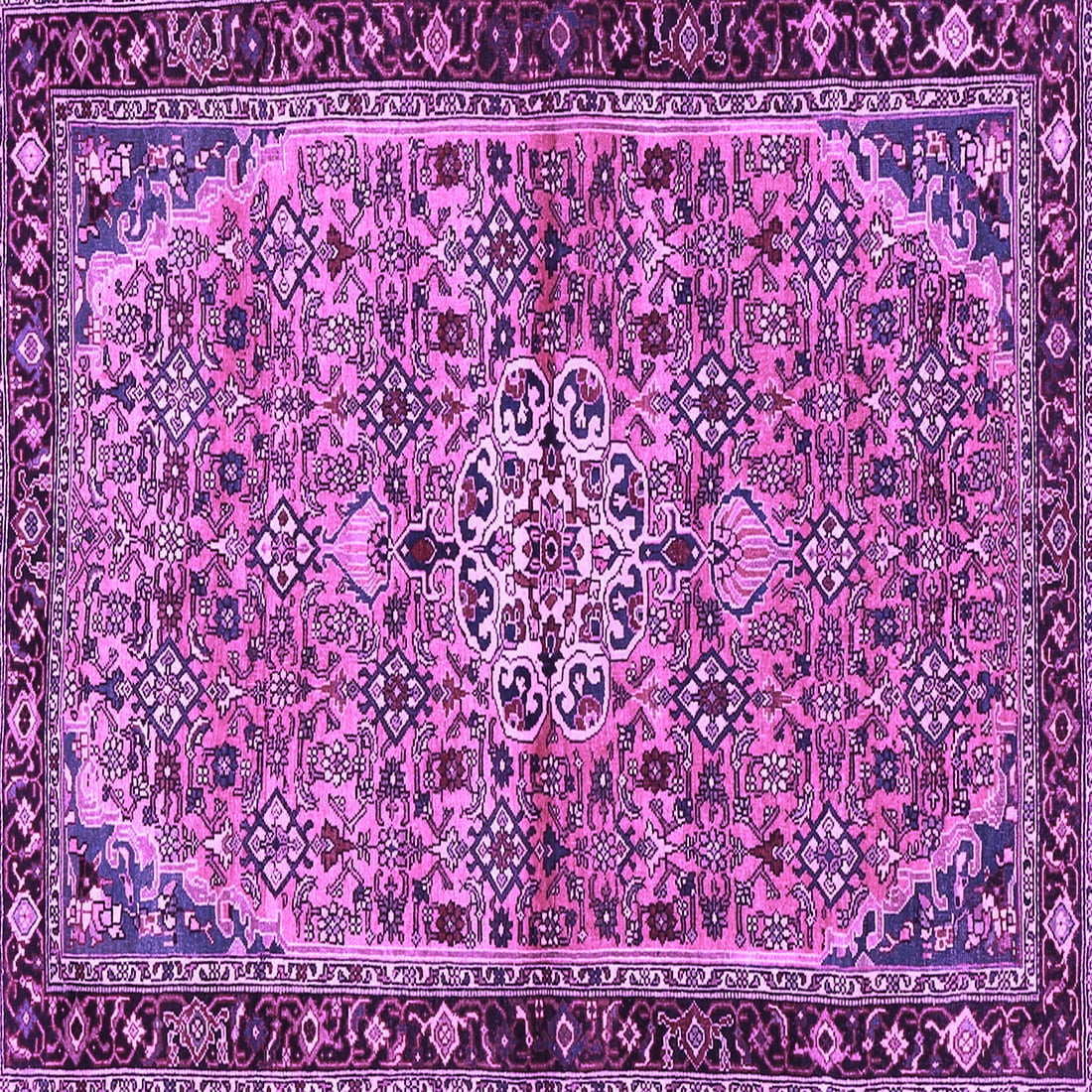 Ahgly Company Indoor Square Persian Purple Traditional Area Rugs, 7 ...