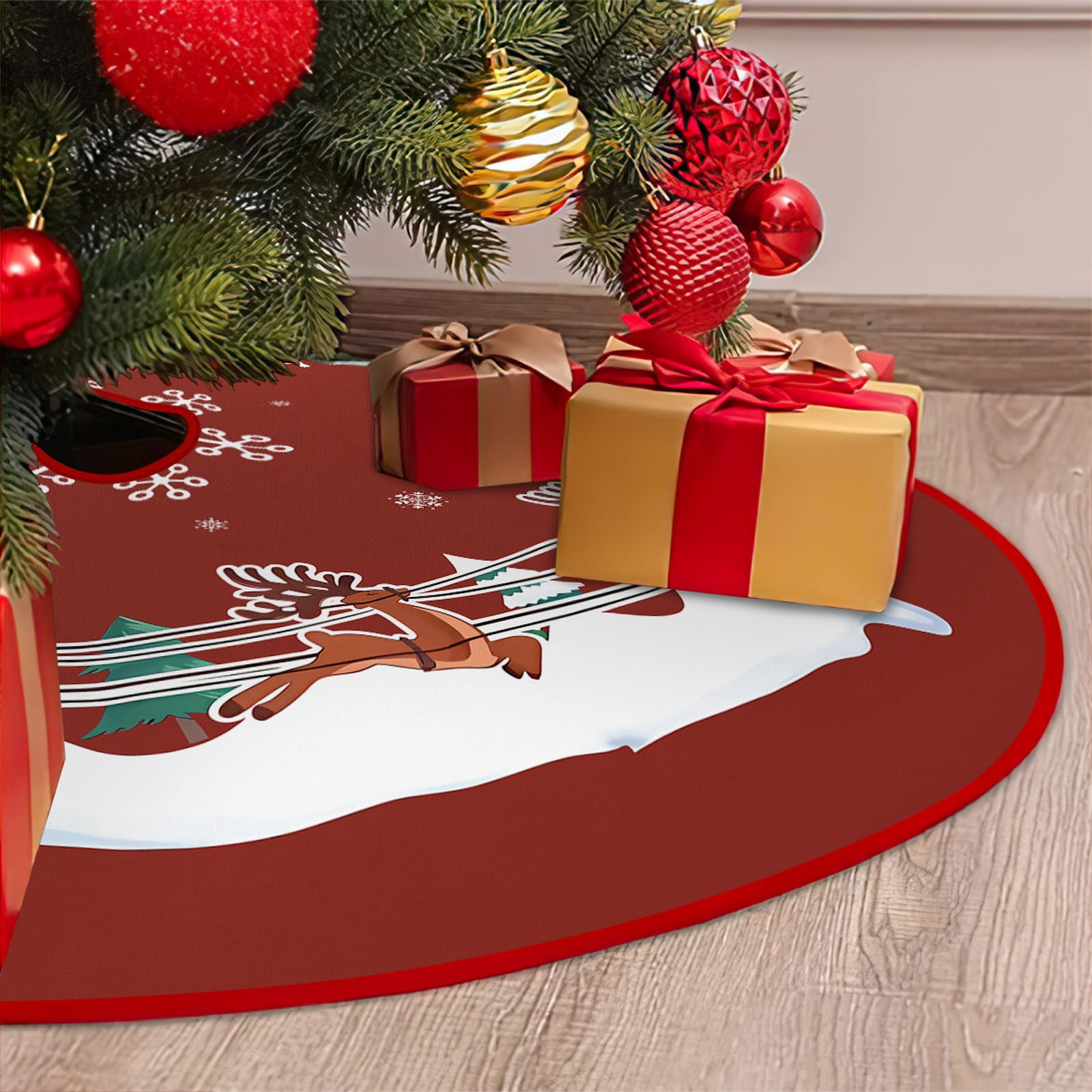 Staron Christmas Tree Skirt 30 inch, Merry Christmas Reindeer Red Xmas ...
