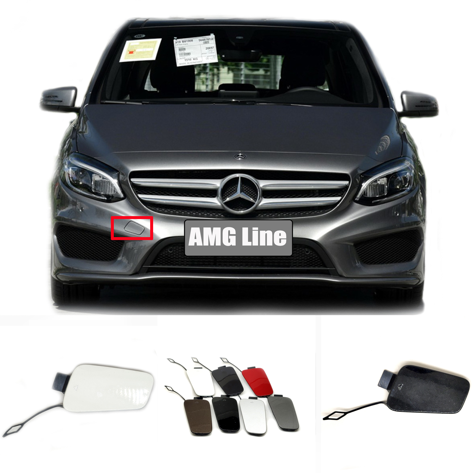 Trimla Front Tow Cover 15-19 for Mercedes-Benz B W246 AMG Line Fit B150 ...