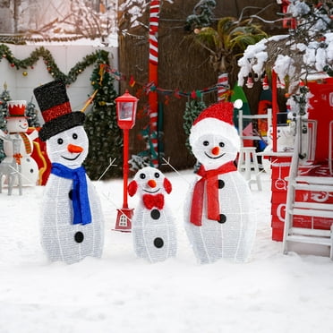 Zimtown 4ft LED Snowman Outdoor Holiday Decor with Hat, Scarf & 100 ...