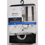 Mainstays 4 Piece Embroidered Curtain Panel Set, Black, 27.5" W x 84" L ...
