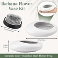 XIBUFE Japanese Ikebana Flower Frog Vase Set-1.57In White Stainless ...