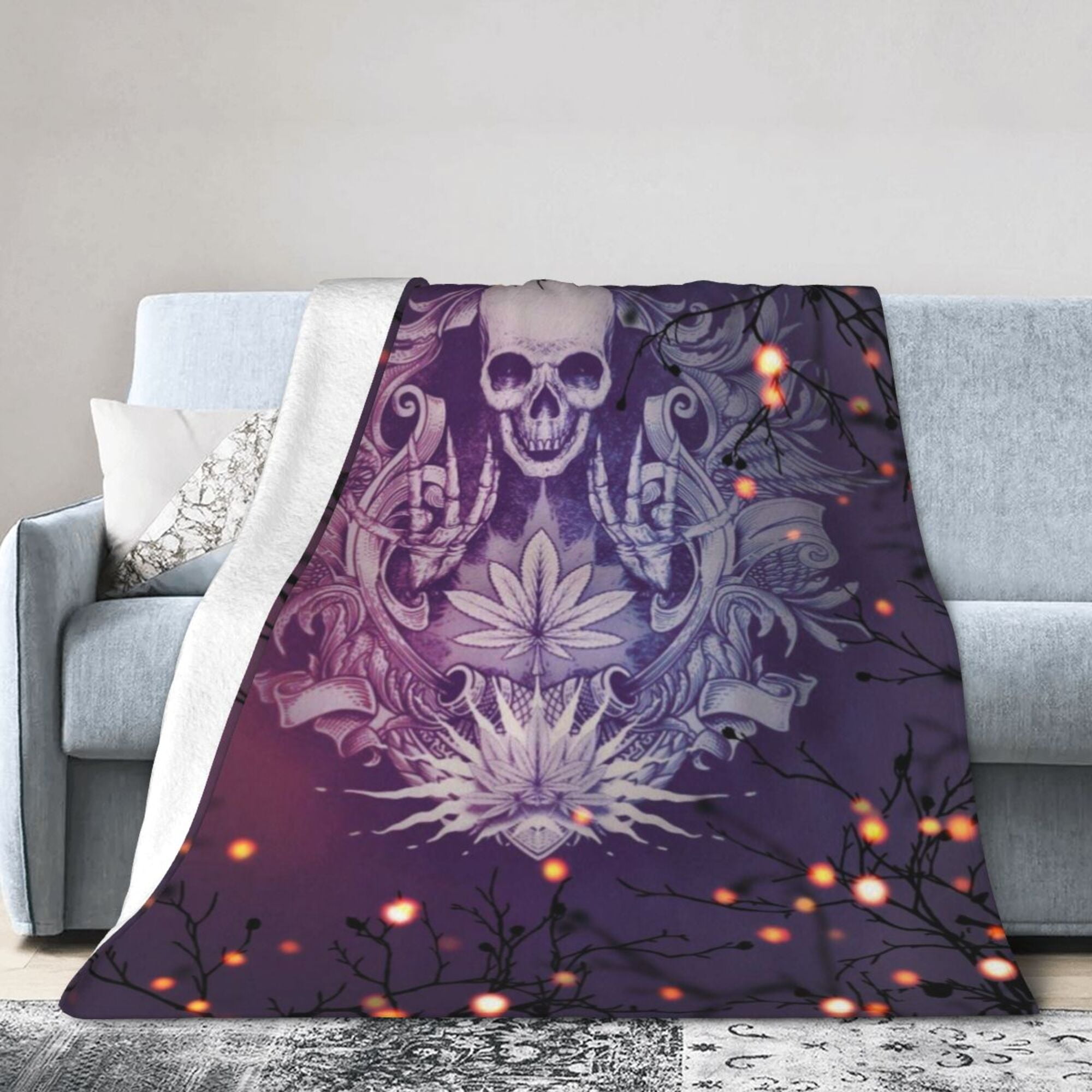 ZICANCN Skull Skeleton Gothic Anti-Pilling Flannel Bed Throw Blankets ...