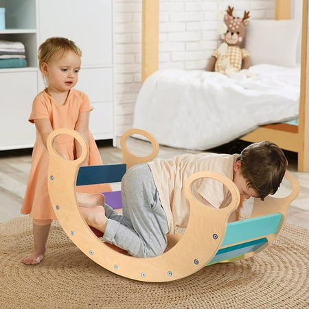 Wooden Climbing Arch Rocker - Rainbow Rocking Climber Frame; Montessori ...