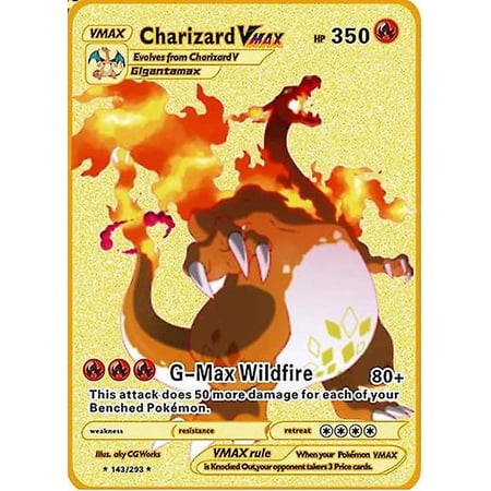 Charizard Vmax Metal Gold Plated Card, Charizard Vmax Dx Gx Metal Gold ...