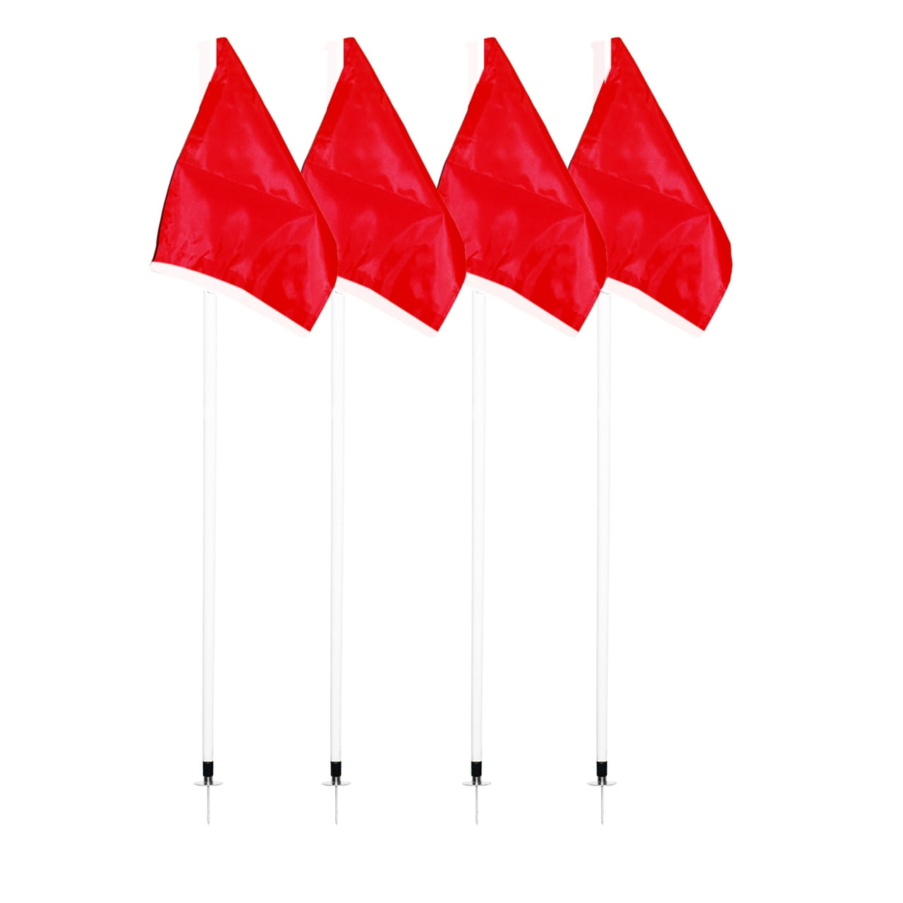 Corner Flag Set: (4) 25mm White Pole-Red Flag w/Metal Spring - Walmart.com