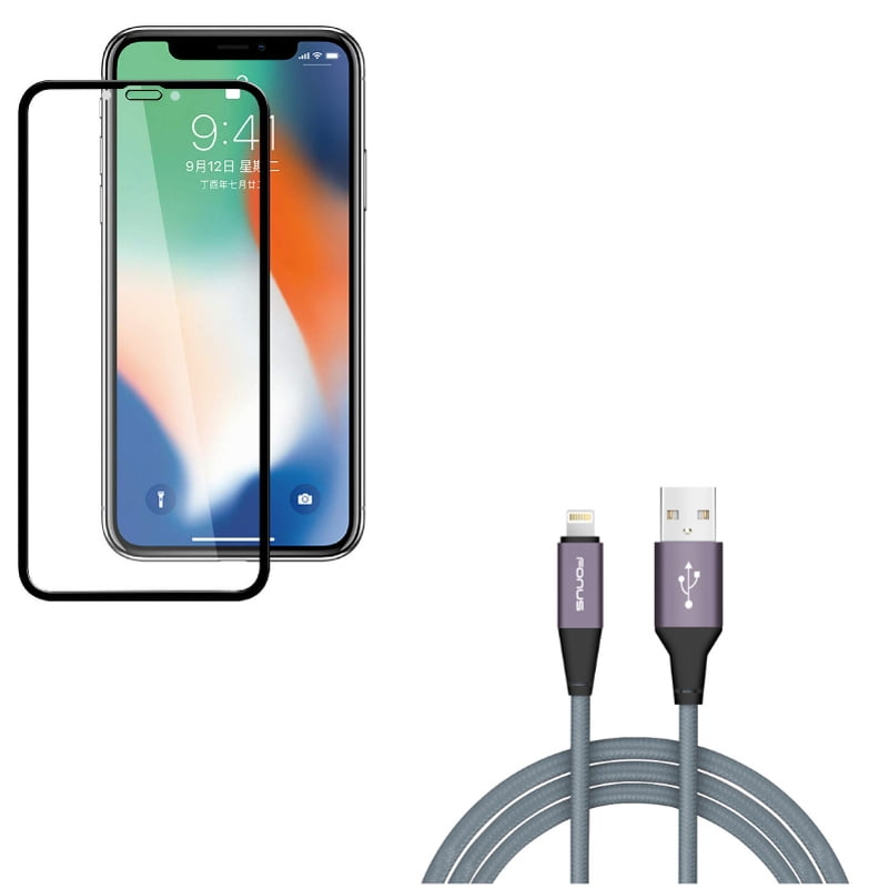 6ft USB Cable w Screen Protector for iPhone XR - Charger Cord Power ...