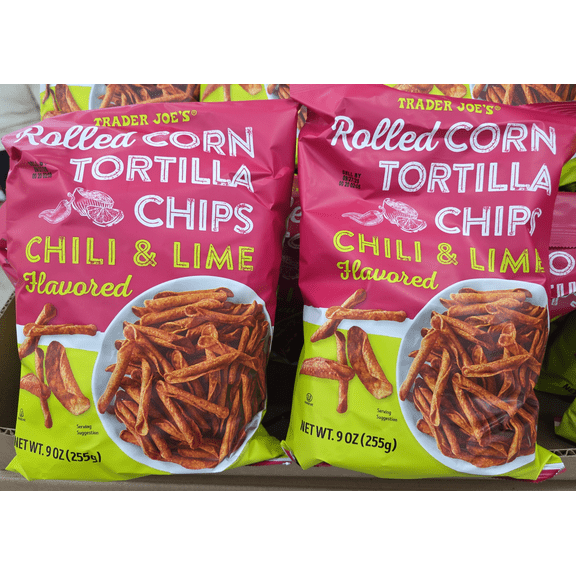 Trader Joe's Chili Lime Rolled Corn Chips, Spicy Crunchy Snack, 9 Oz, 2 ...