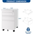 3 Drawer Mobile Metal File Cabinet, White Filling Cabinets with Lock ...