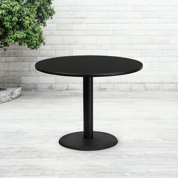 BizChair 42'' Round Black Laminate Table Top with 24'' Round Table ...