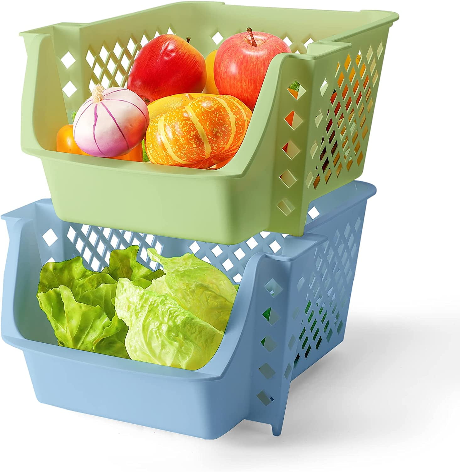 Metronic Multi Colored Stackable Storage Bins Set Of 2 Plastic Storage