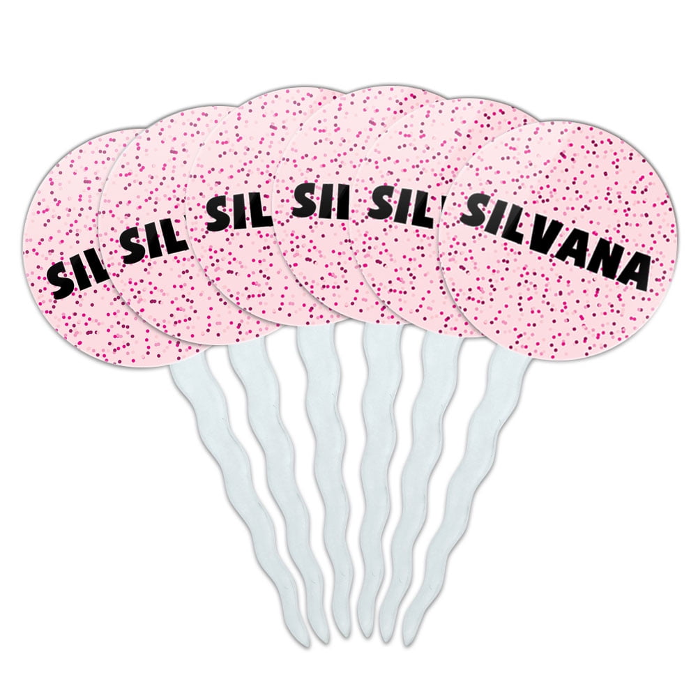 Silvana Cupcake Picks Toppers Set Of 6 Pink Speckles