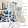 Blue Butterfly Fleece Throw Blanket Retro Farmhouse Vintage Wood Grain ...