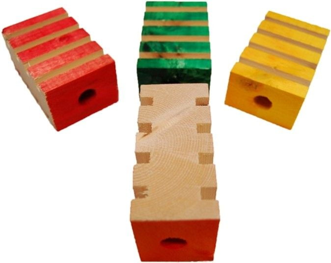 Parrots 5 Pack Large Groovy Wood Foraging Blocks for Bird Toys ...